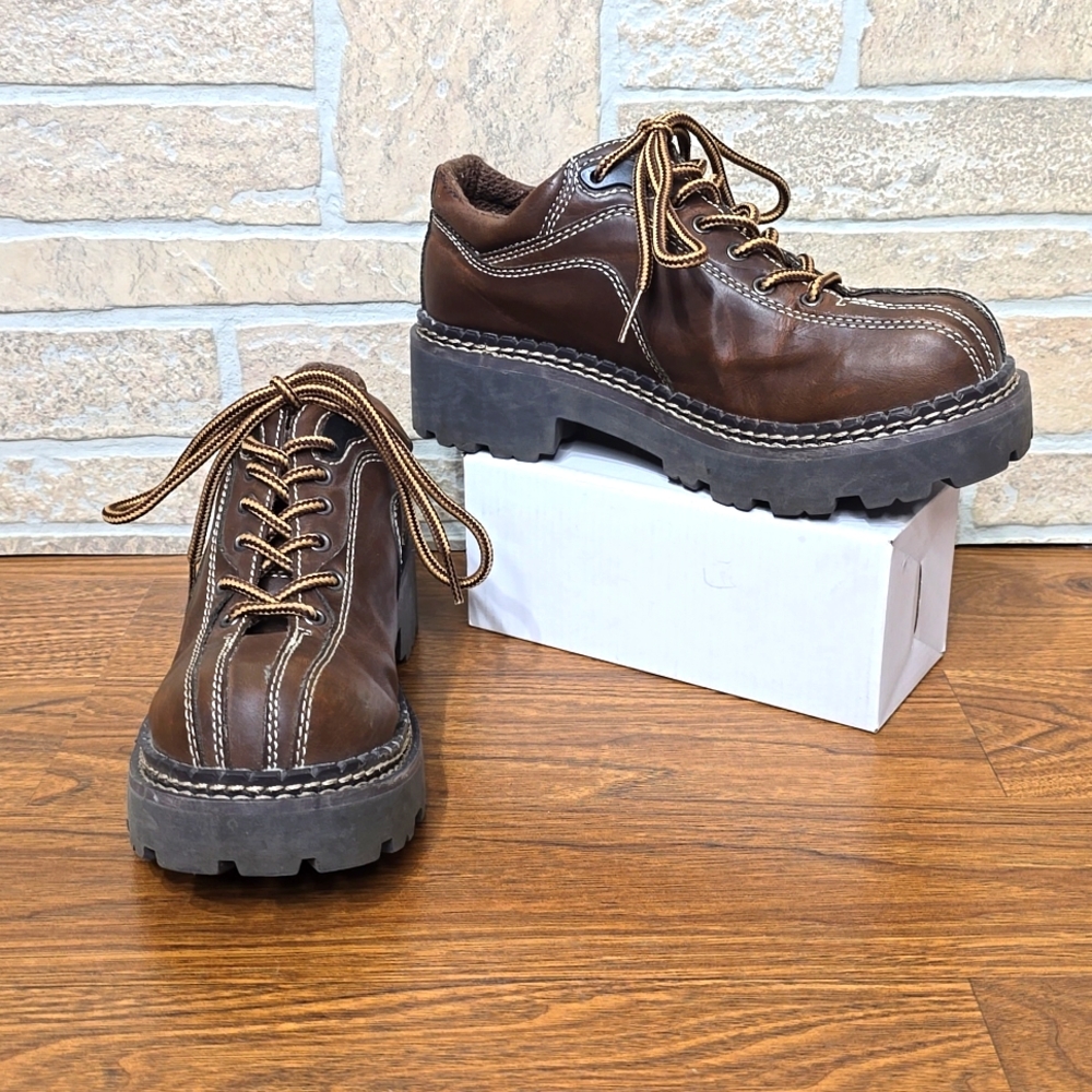 Y2k Chunky Lug Sole Low Boot Brown - Gem